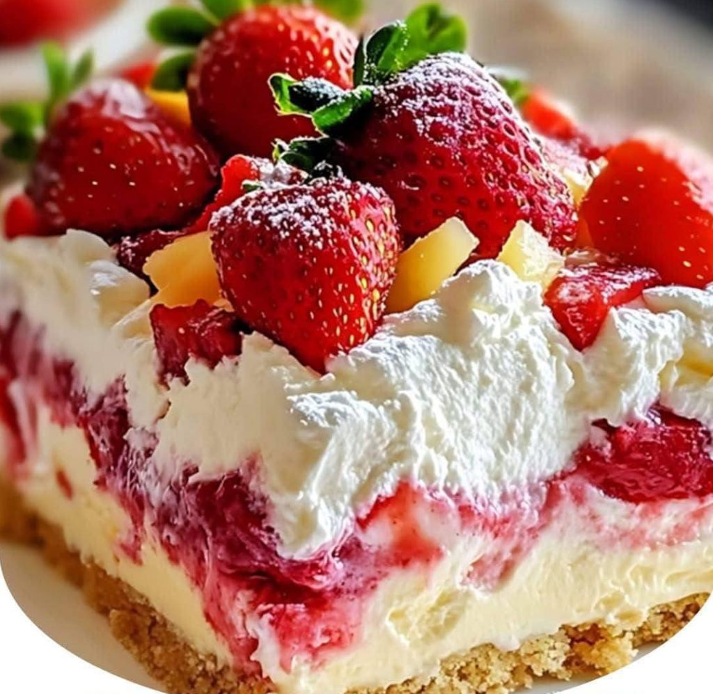 Tropical No-Bake Strawberry Split Cake – Yummy Recipes